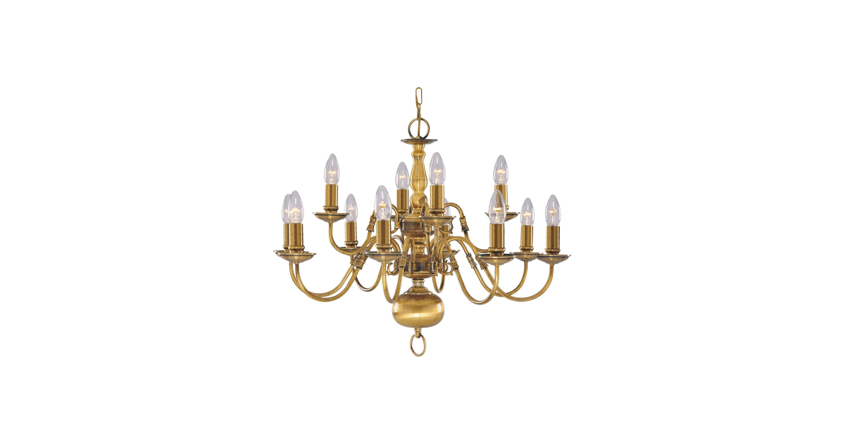 Searchlight Flemish - luster - Ø 62 x 120 cm - antiek messing | Lichtkoning
