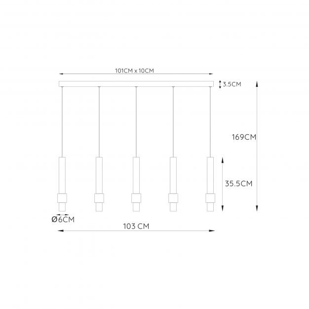 Lucide Margary - hanglamp - 103 x 8 x 169 cm - 5 x 4,2W dimbare LED ...