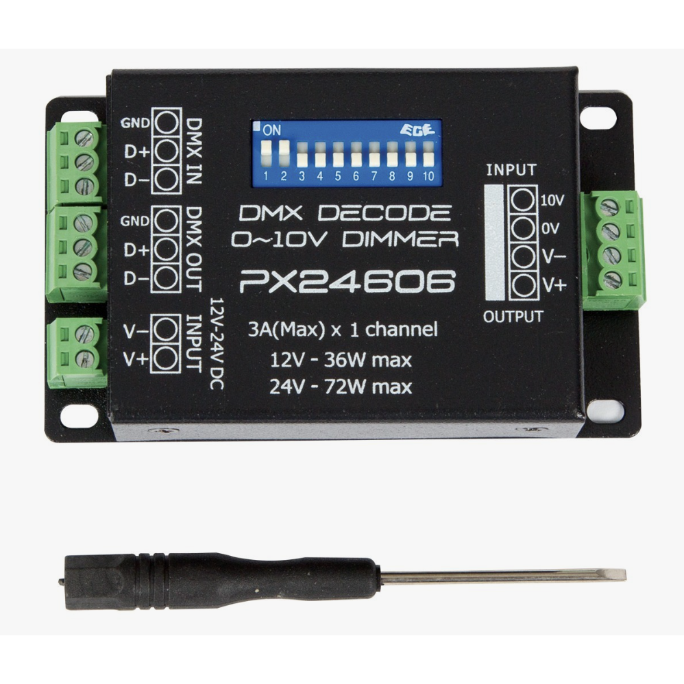 VK Lighting - DMX Controller - 1-kanaal 3A - 12V of 24V - 36W of 72W